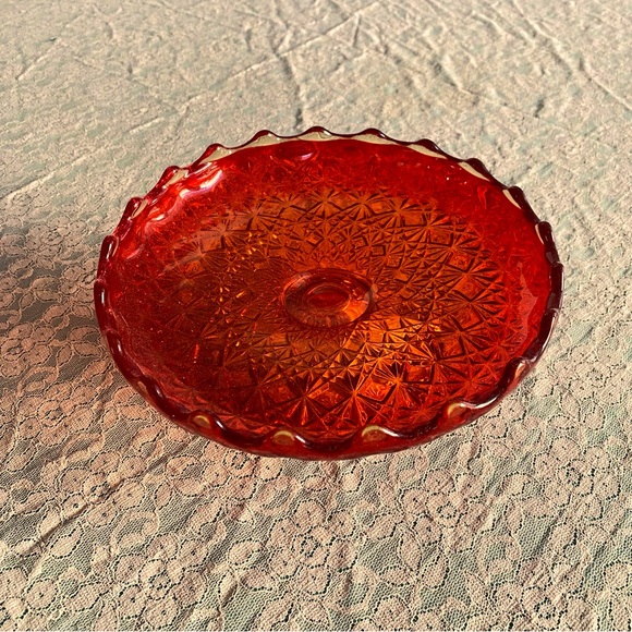 Kitchen | Vintage Amberina Ruby Red Pressed Glass Footed Fruit Bowl ...